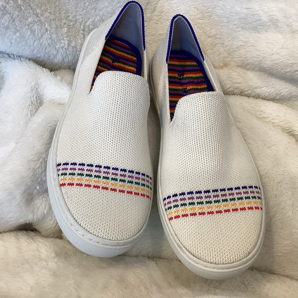 Rothy's | Shoes | Rothys The Kids Sneaker White Rainbow Knit Fabric ...